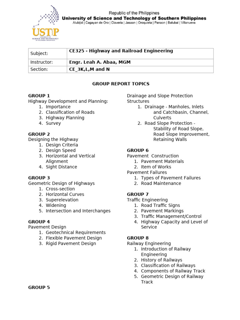 Introduction To Highway and Railroad Engineering - 1 | PDF