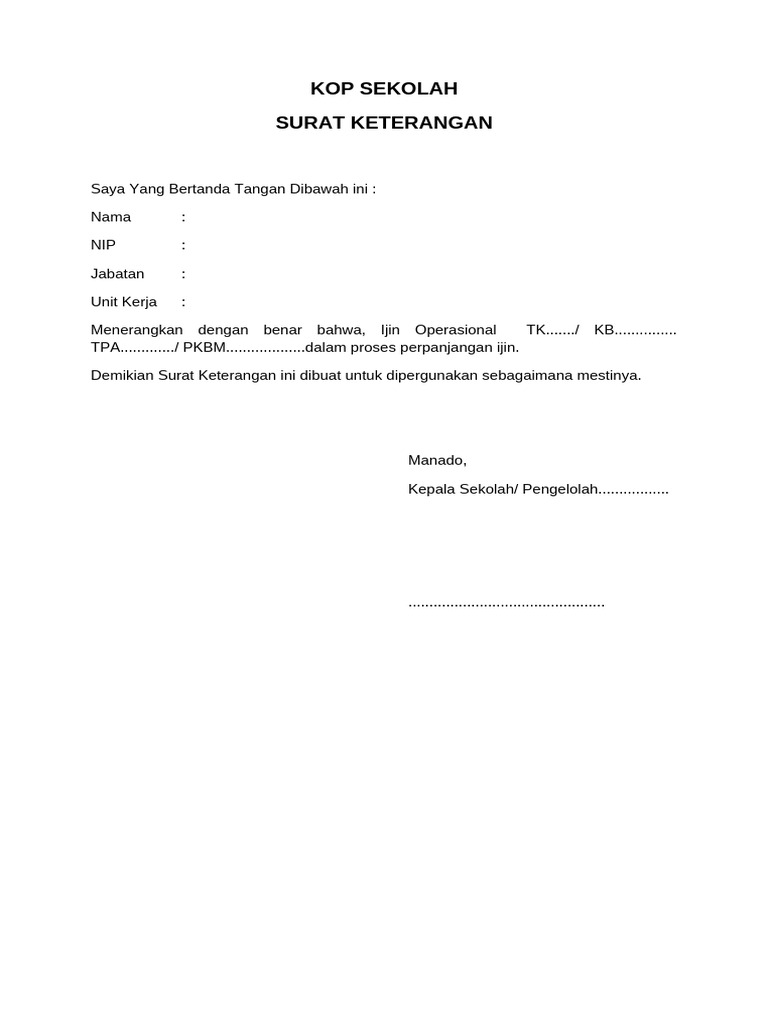 Surat Keterangan Ijin Operasional | PDF
