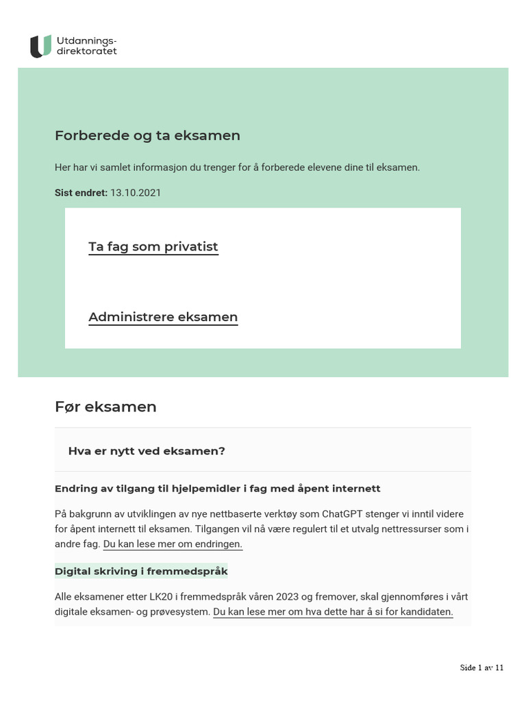 Hjelpemidler Til Eksamen | PDF