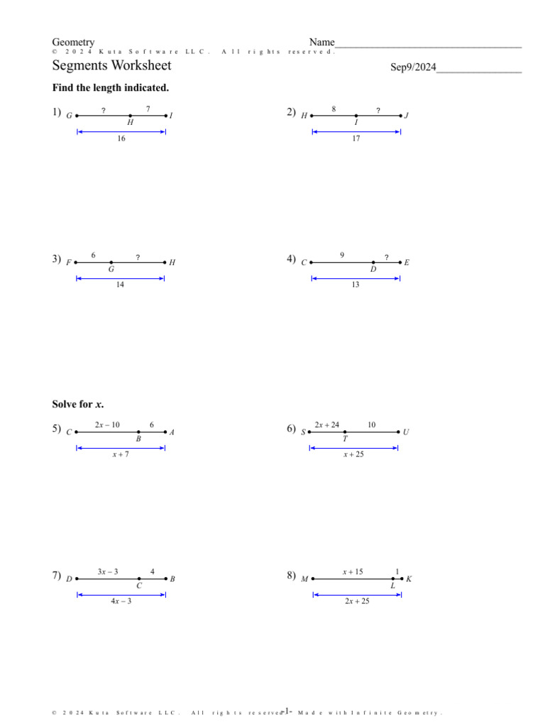 Segments Worksheet | PDF