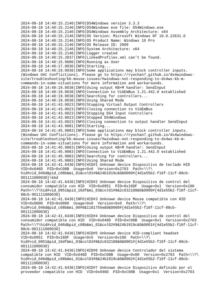 Ds4windows Log | PDF