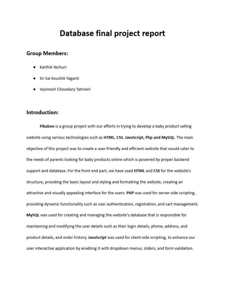 Database Final Project Report | PDF