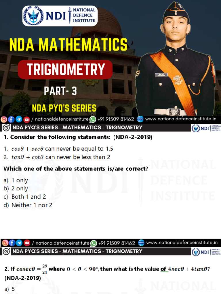 NDA PYQ Series-Trignometry P3 | PDF