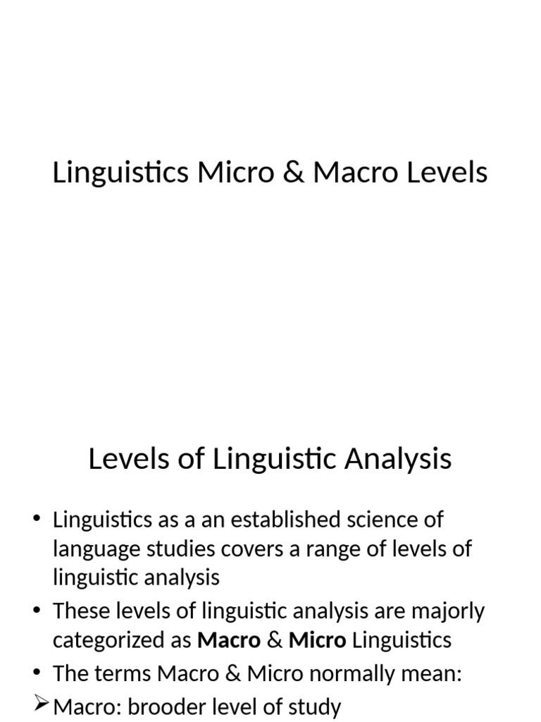 Linguistics Micro Macro Levels | PDF