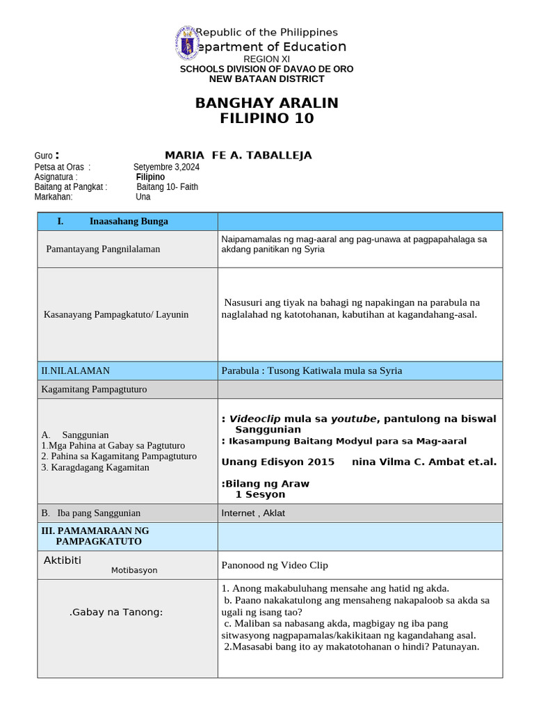 COT-lesson-plan-first-quarter-2024 | PDF