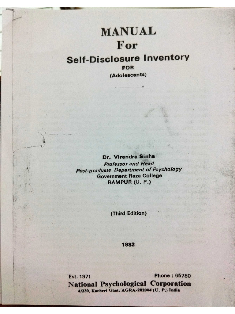 Self - Disclosure Manual | PDF