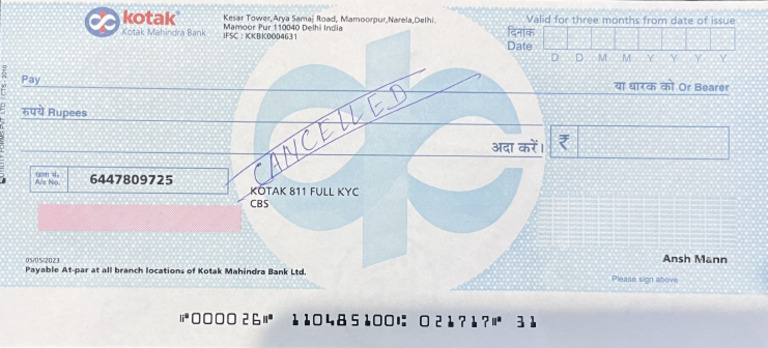 Cancel Cheque | PDF