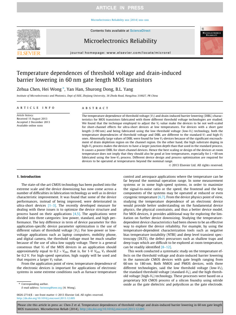 Microelectronics Reliability: Zehua Chen, Hei Wong, Yan Han, Shurong ...