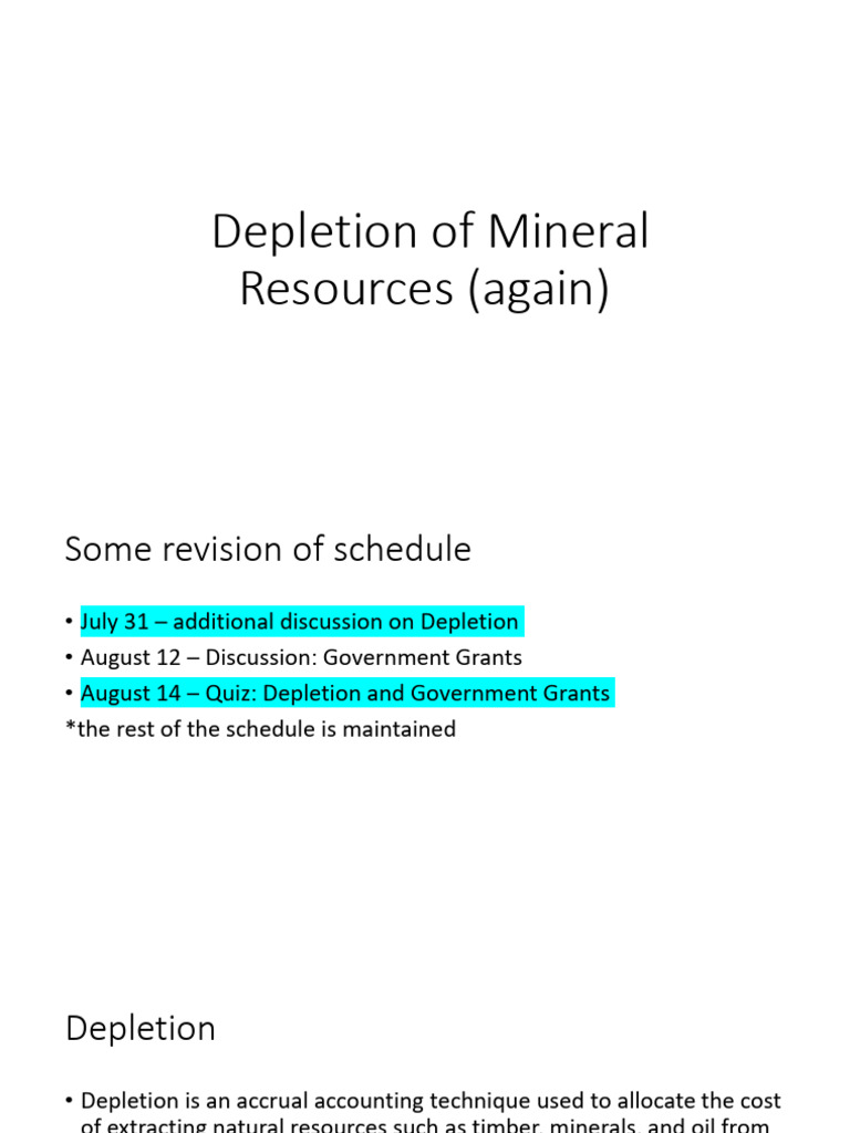 ACC 107 Depletion of Mineral Resources | PDF