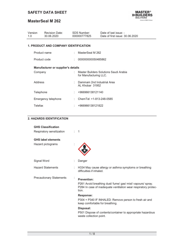 MasterSeal M 262 | PDF