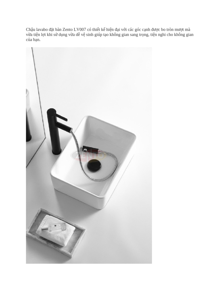 Chậu lavabo đặt bàn Zento LV007 | PDF