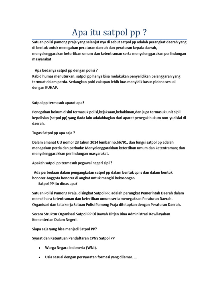Apa Itu Satpol PP | PDF