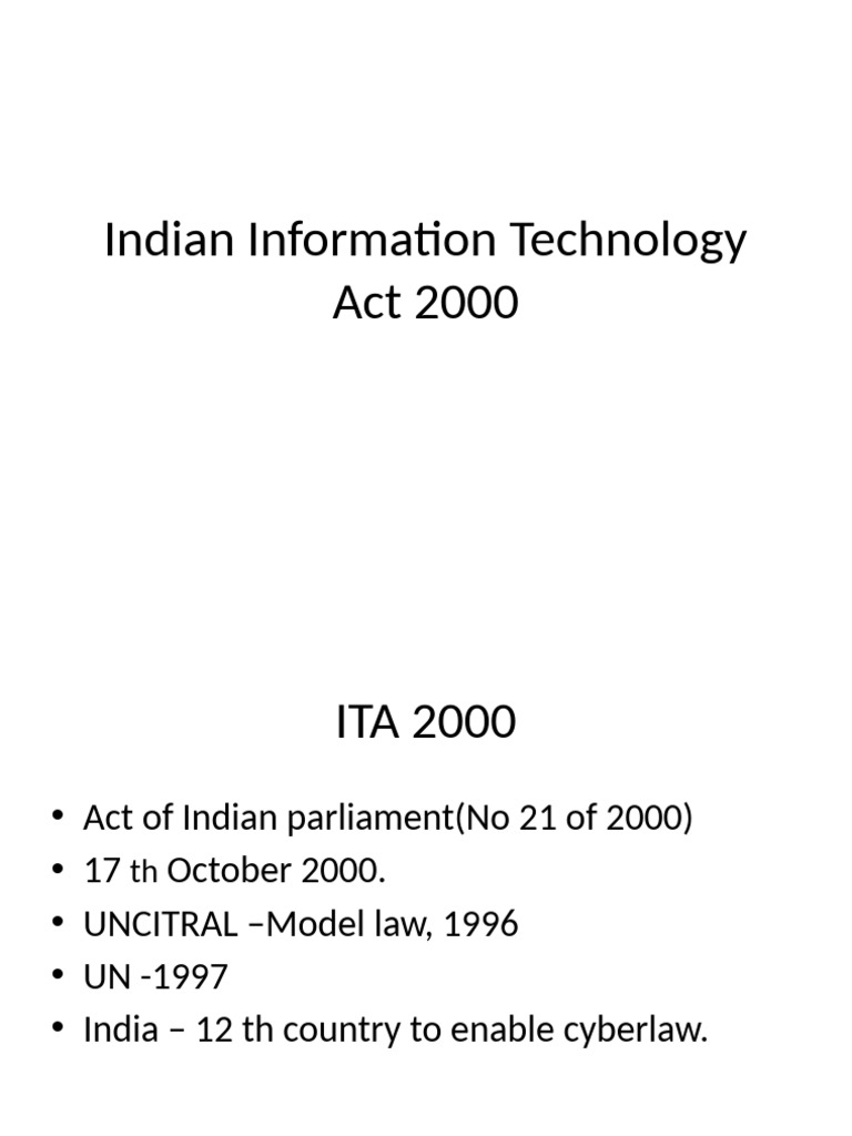 Indian Information Technology Act 2000 | PDF