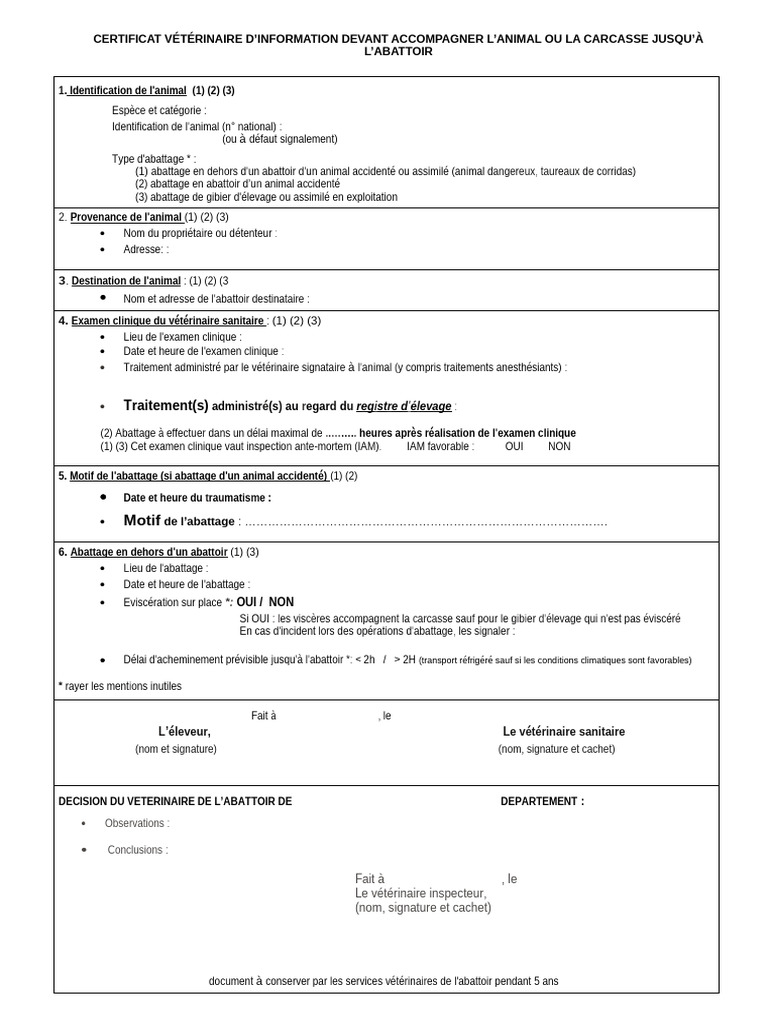 Guide d'Abattage pour Vétérinaires | PDF