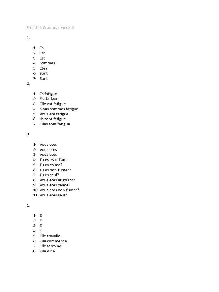 French 1 Grammar Week 8 | PDF