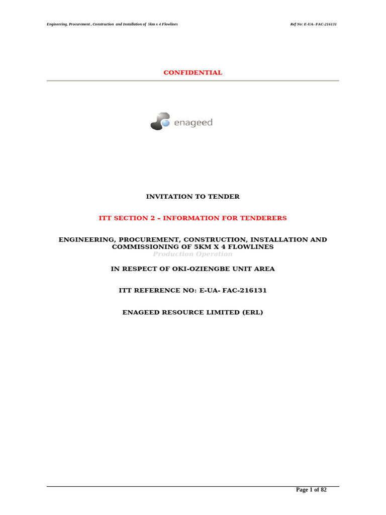 Updated-Itt Section 2 - Information For Tender Epc of A Flowline | PDF