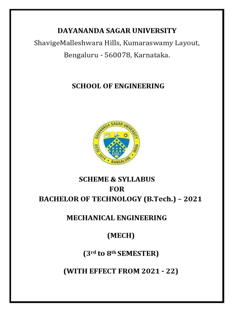 B. Tech. MECH - 2021 - 25 (60-40 Scheme) 3rd To 8th Semester Syllabus | PDF | Thermodynamics | Heat