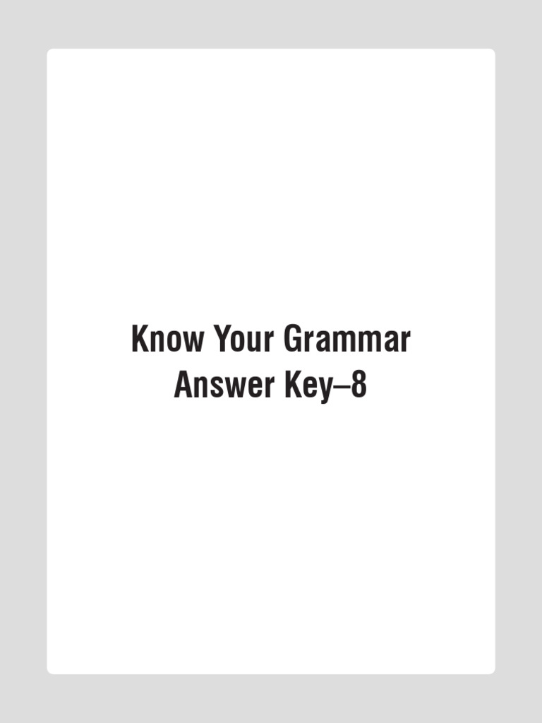 Know Your Grammar Grade VIII | PDF