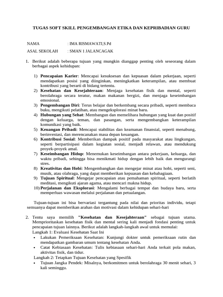 Tugas Soft Skill Pengembangan Etika Dan Kepribadian Guru - Ima | PDF