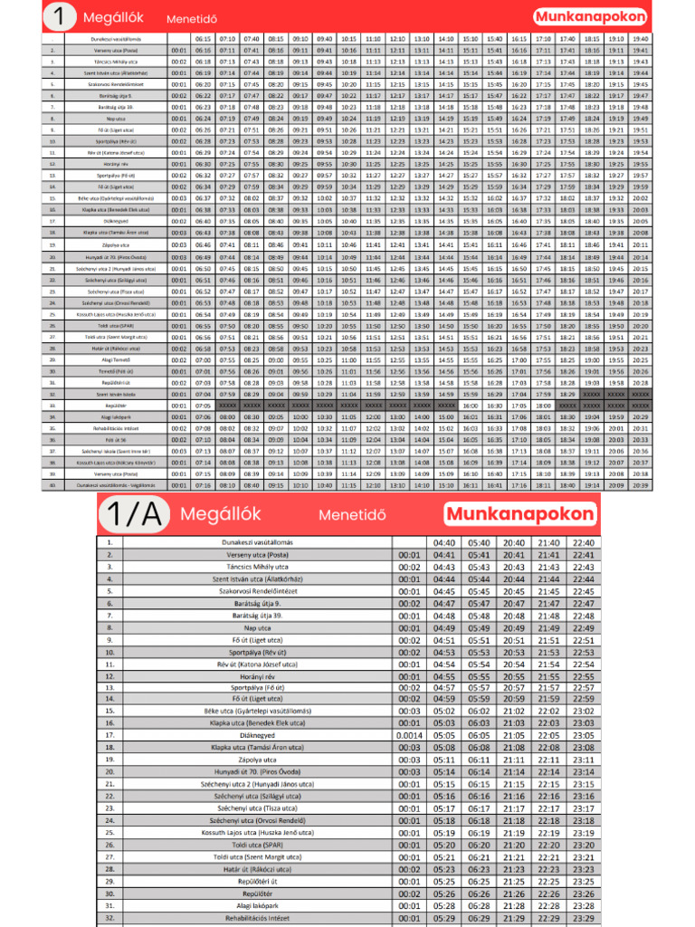 DUNAKESZI Helyi Menetrend 2024 | PDF