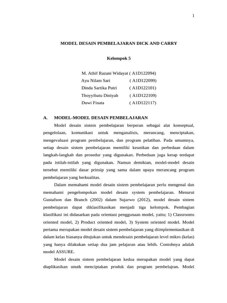 Desain Pembelajaran Model Dick and Carry | PDF