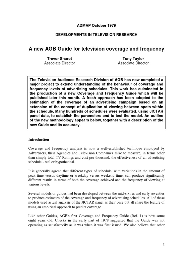 A New AGB Guide For Television Coverage and Frequency | PDF