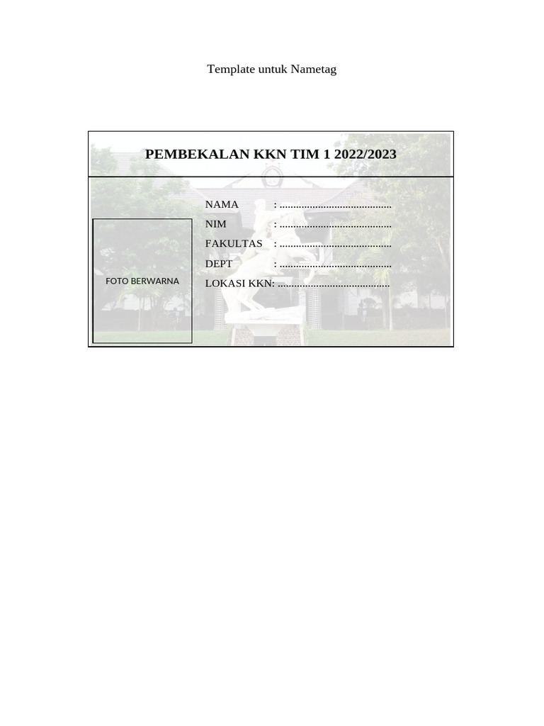 Template Nametag | PDF