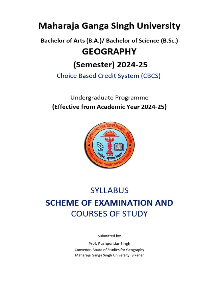 B.A. B.Sc. Geography 2024-25 | PDF