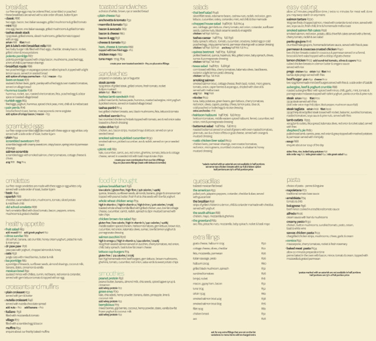 Tashas Classic Menu | PDF