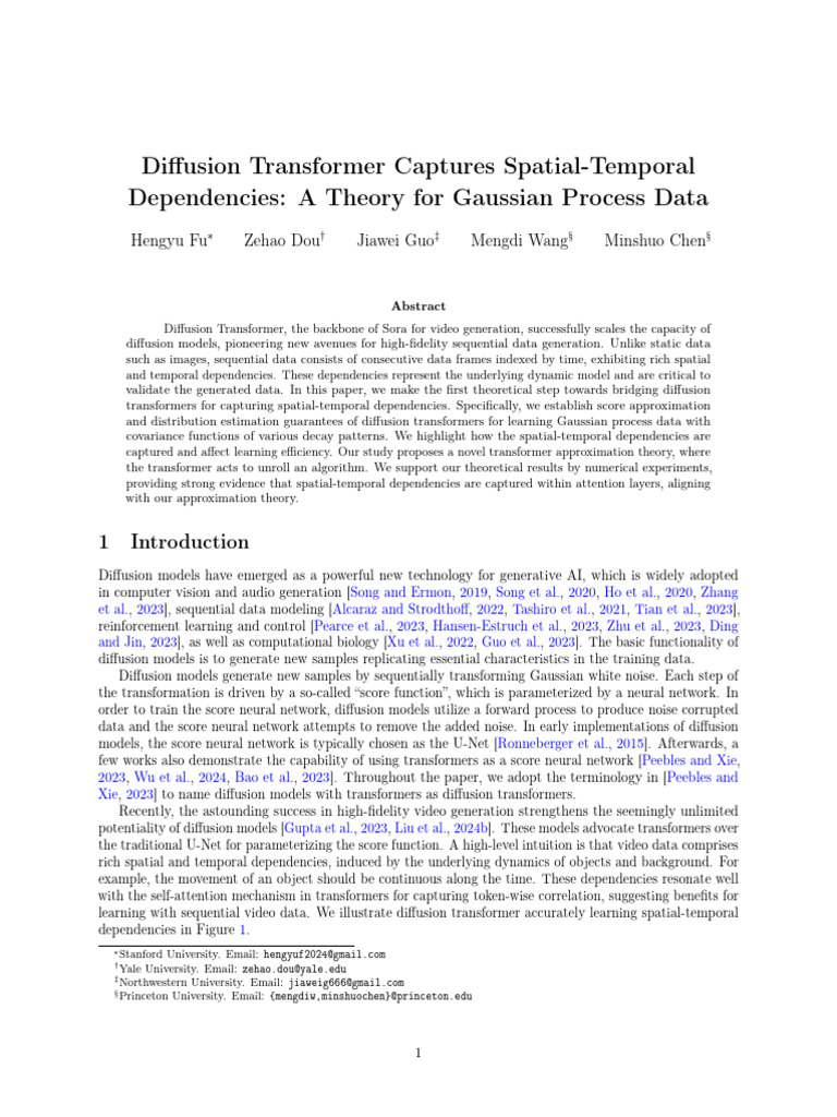 Diffusion Transformer Captures Spatial Temporal Pdf