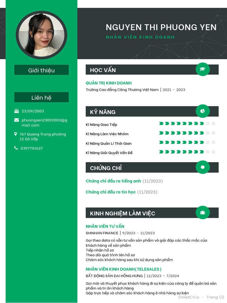 Nguyen Thi Phuong Yen - CV | PDF