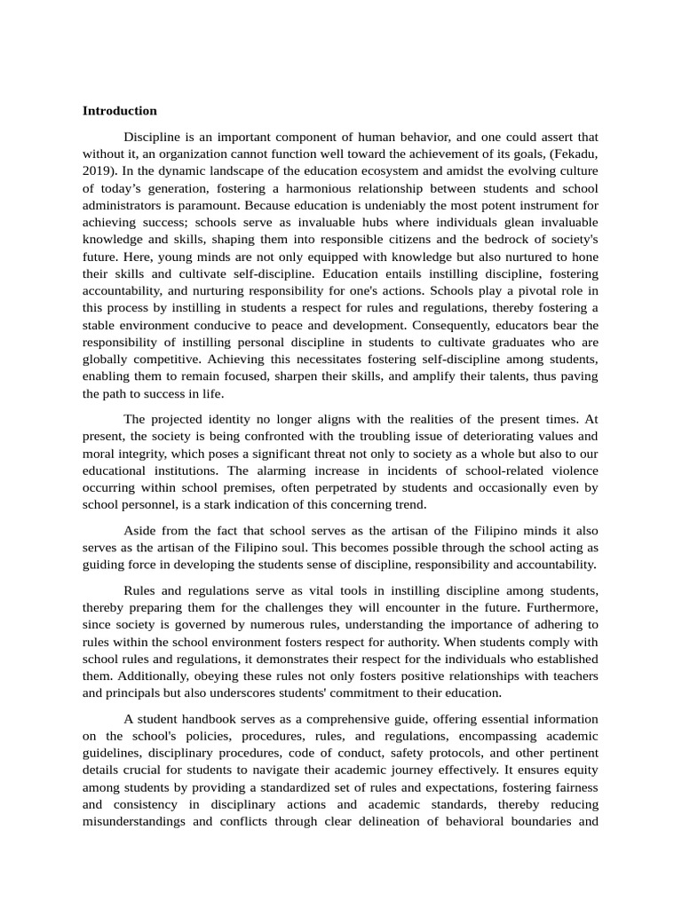 Discipline Is An Important Component of Human Behavior | PDF