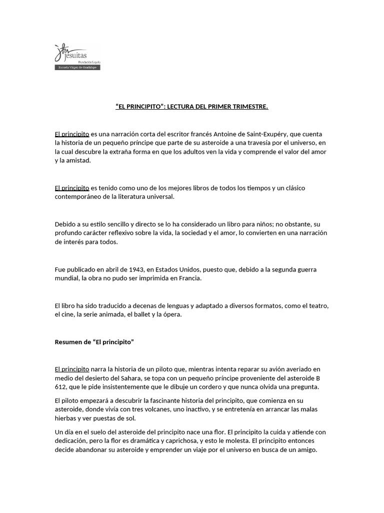 Simbología en "El Principito" | PDF | El Principito | Libros para ...