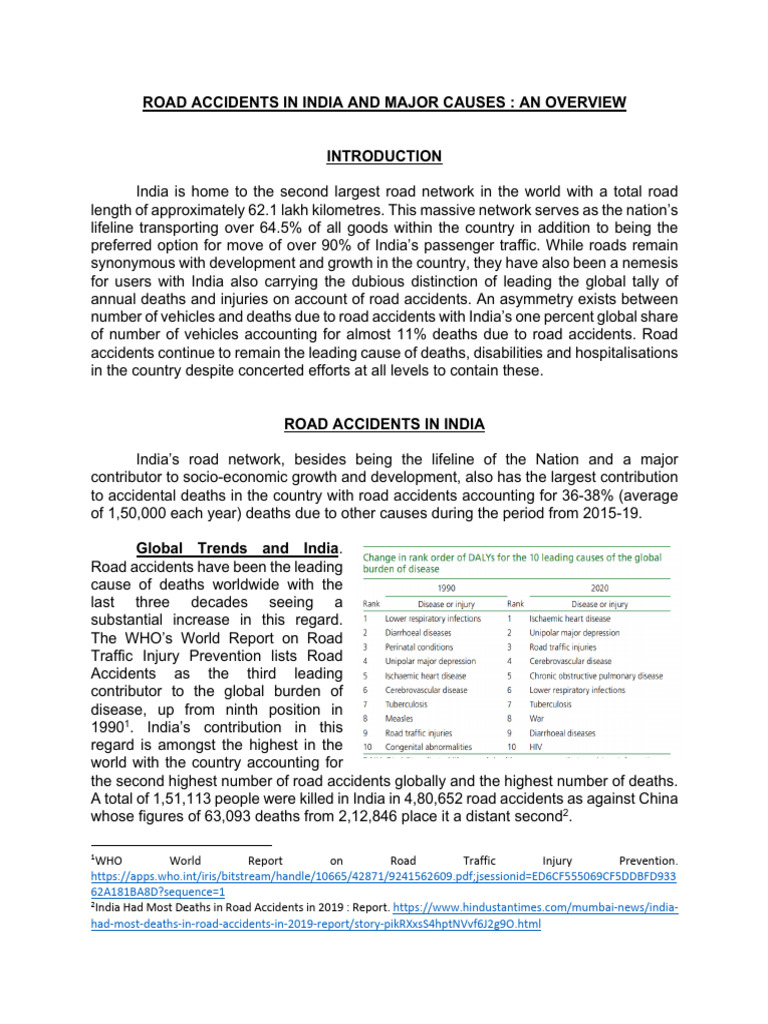 Article On Road Accidents and Causes | PDF