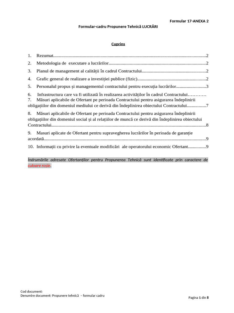 F17 - Anexa 2 Propunere Tehnica - Executie Lucrari-Clarif | PDF