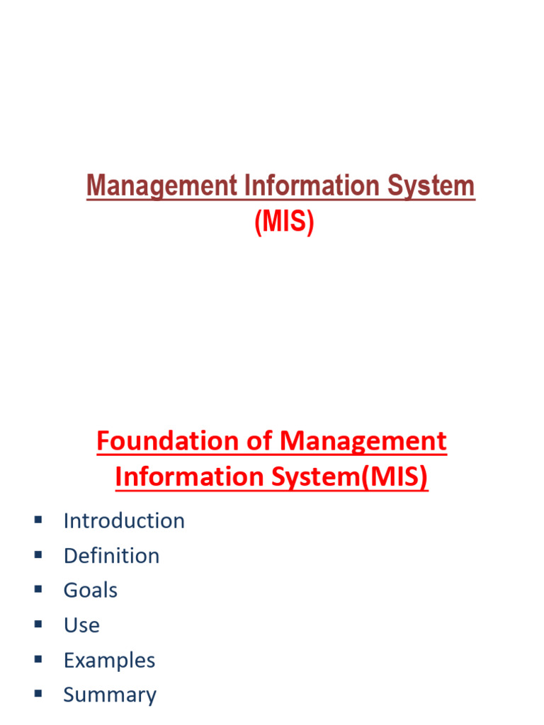 Mis Lecture Note 1 | PDF