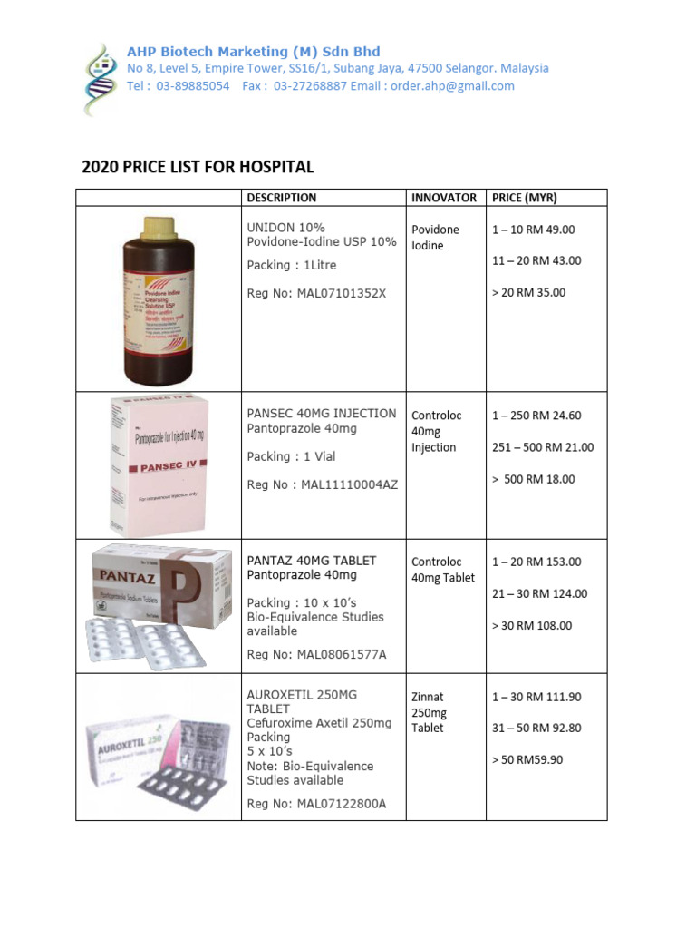AHP Price List 2020 | PDF | Drugs | World Health Organization