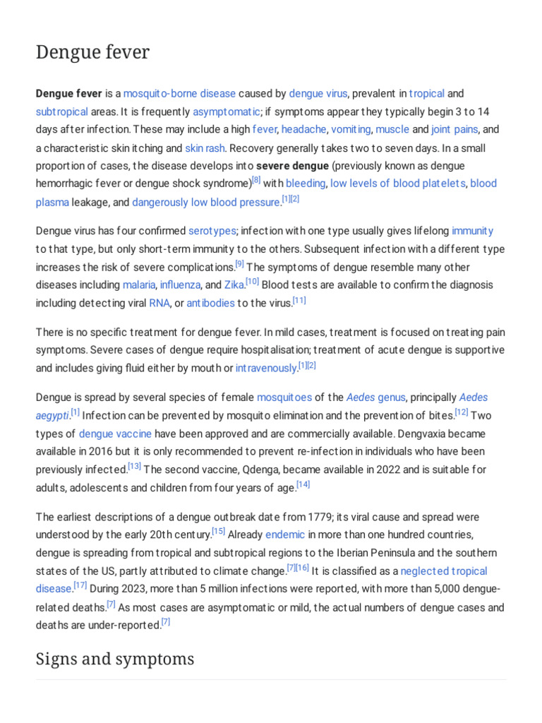 Dengue Fever - Wikipedia | PDF