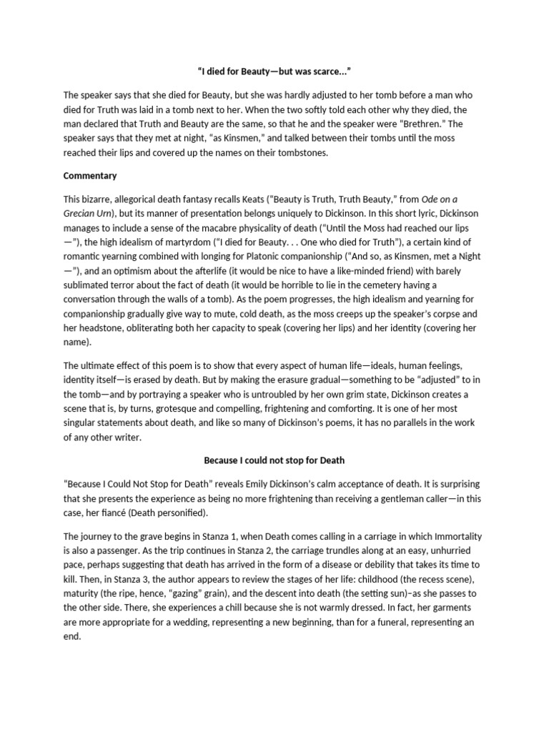 Emily Dickinson - Poems Analysis | PDF