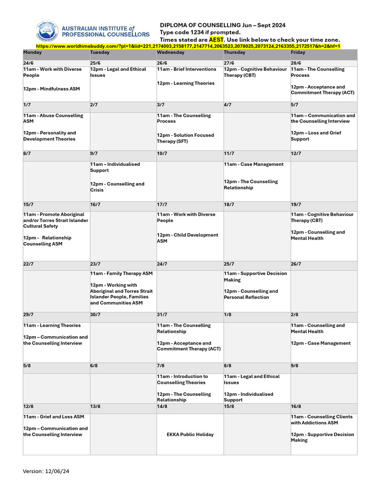 AIPC Webinar Schedule Counselling | PDF