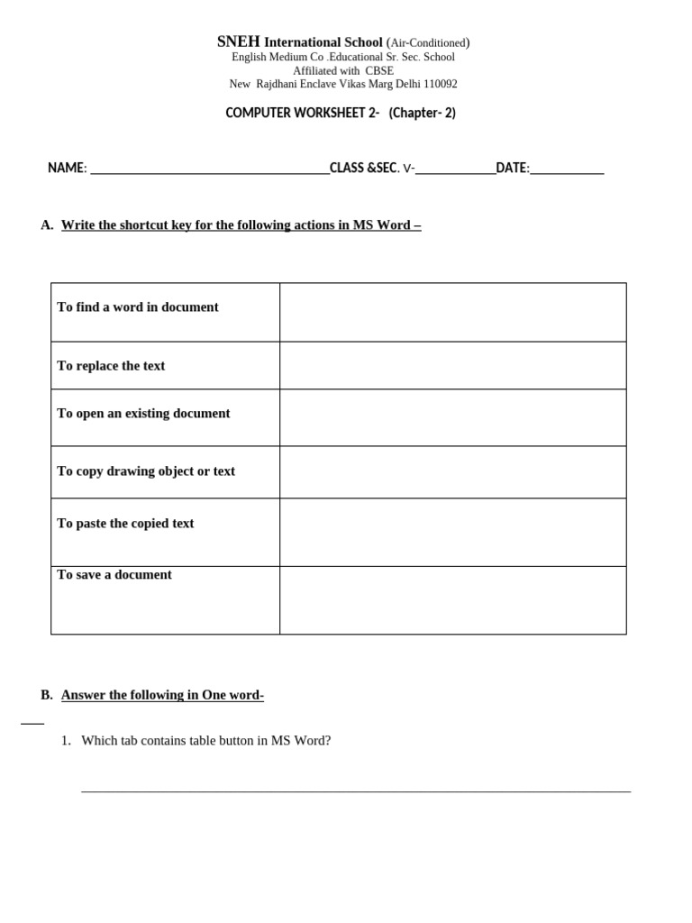 Class 5 Worksheet 4 (L-4,5,6) | PDF