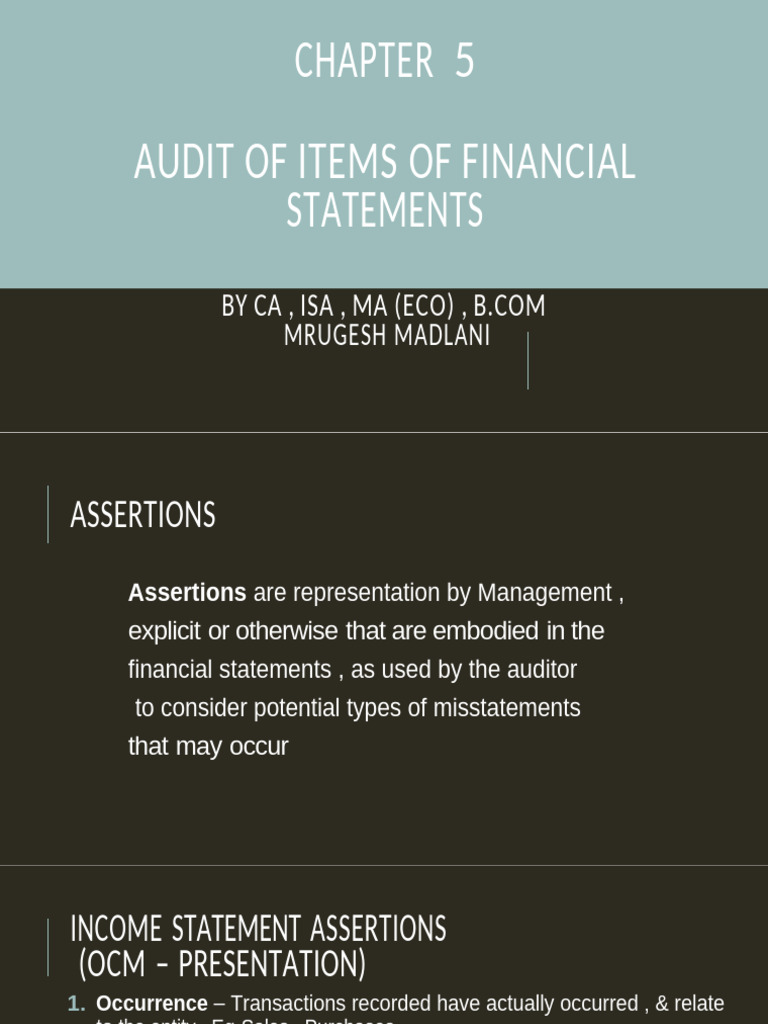 Chapter 5 Audit of Items of Financial Statements | PDF
