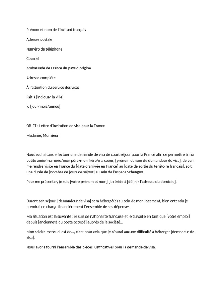 Exemple de Lettre D'invitation, Française | PDF