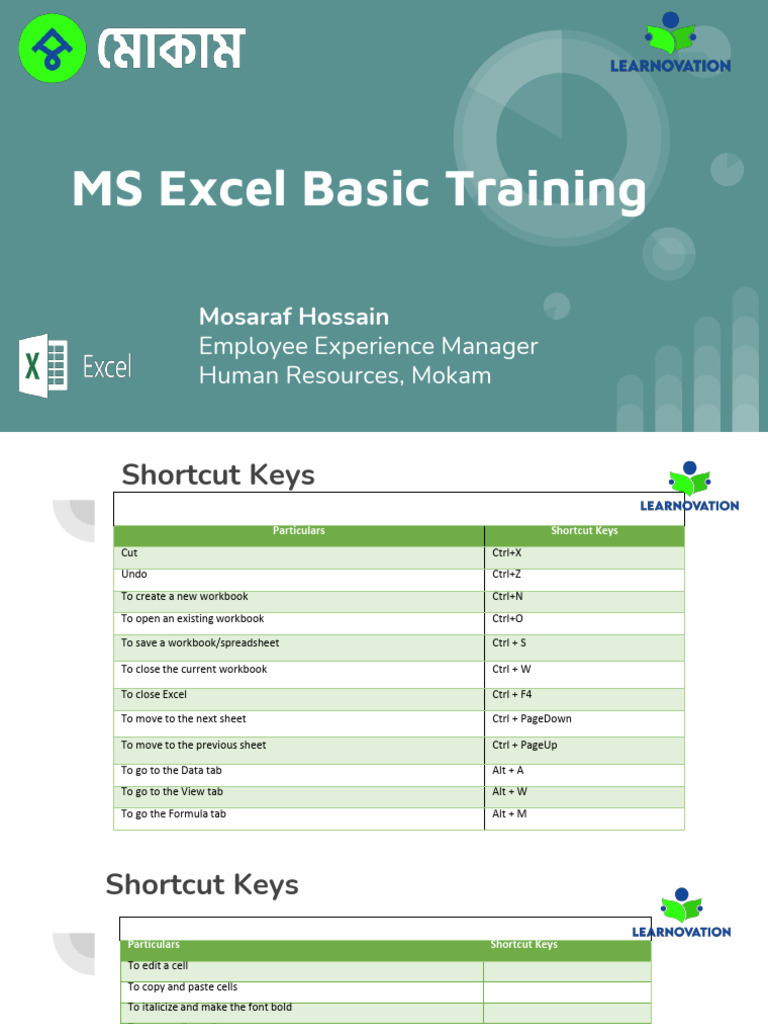 Learnovation - MS-Excel-Basic-Training - Mokam | PDF