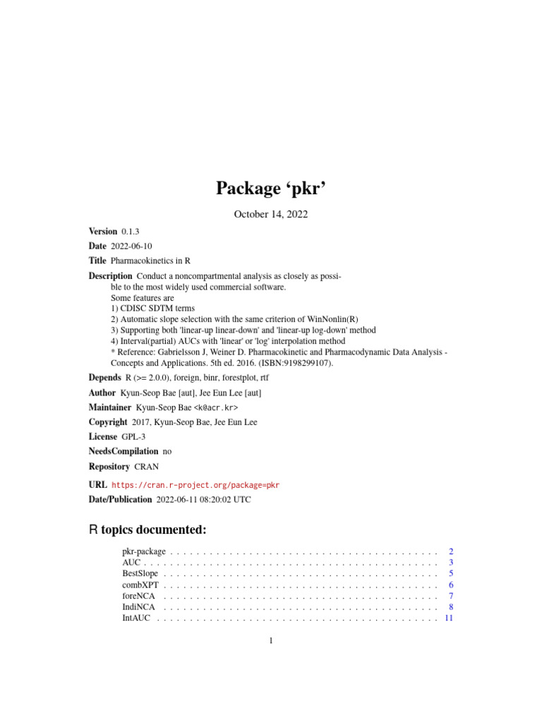 Package PKR': Topics Documented | PDF