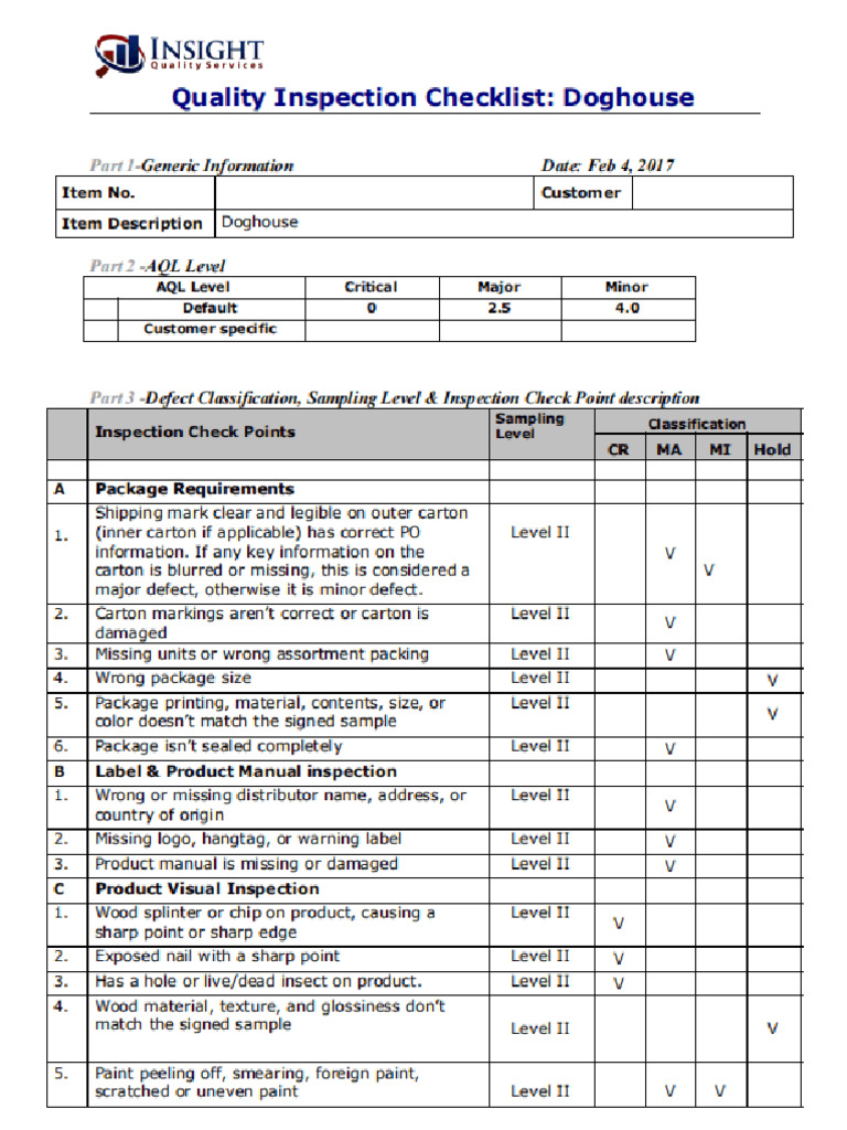 1st Page of A QC Checklist Template | PDF