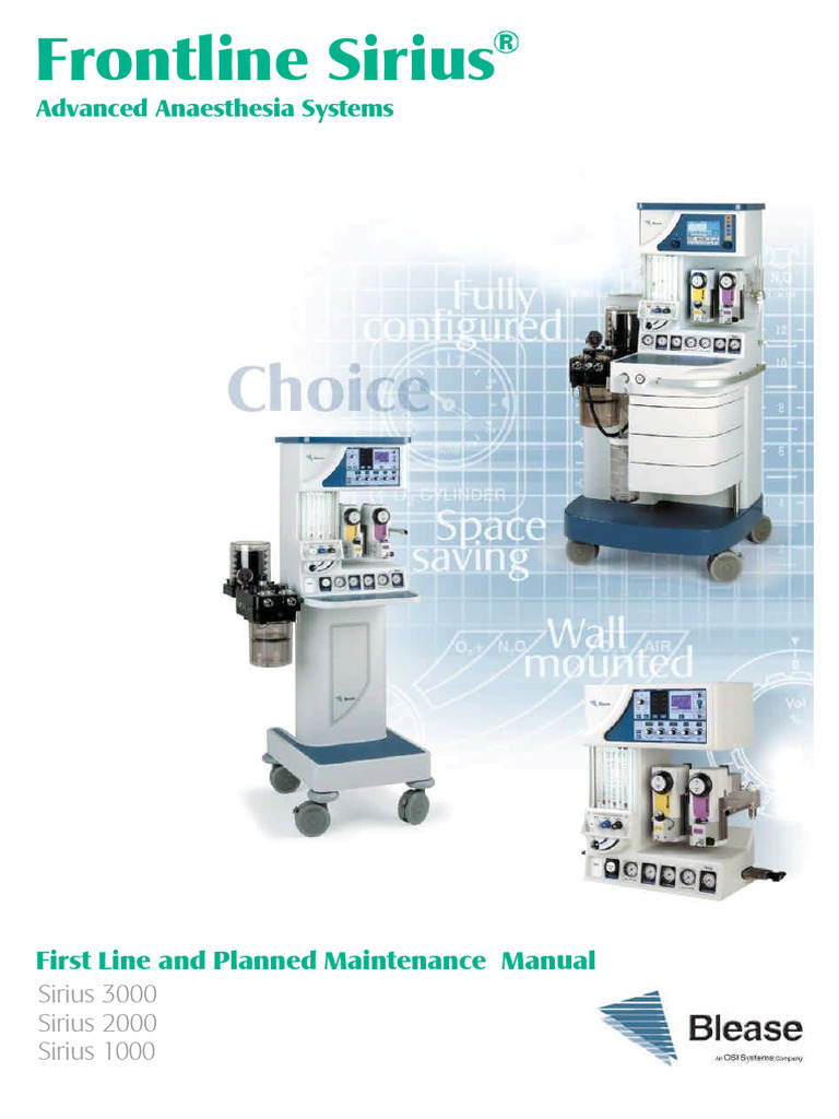 Blease Frontline Sirius Anaesthesia System - Maintenance Manual | PDF