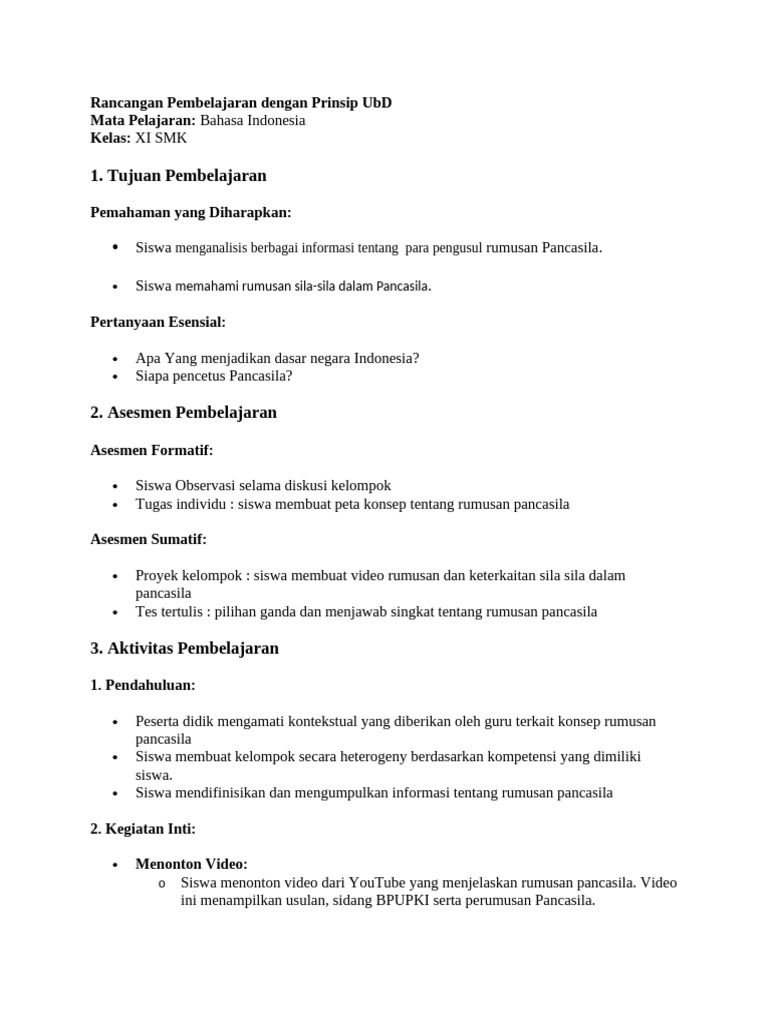 Rancangan Pembelajaran Dengan Prinsip UbD | PDF