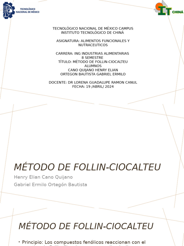 Metodo de Follin Ciocalteu | PDF