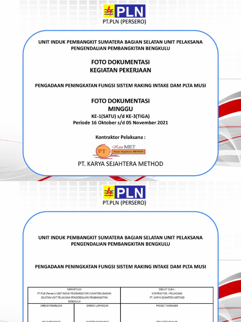 Laporan Pekerjaan Repair Trashrack Bengkulu Harian R3 | PDF